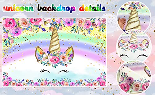 HUAYI 7x5ft Unicorn Party Wall Decorations Rainbow Baby Shower Flowers Birthday Dessert Table Banner Photo Booth phonecall Photography Backdrop Background for Photo Studio w-1769