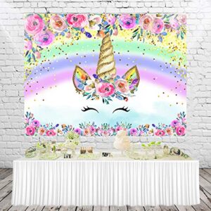 HUAYI 7x5ft Unicorn Party Wall Decorations Rainbow Baby Shower Flowers Birthday Dessert Table Banner Photo Booth phonecall Photography Backdrop Background for Photo Studio w-1769