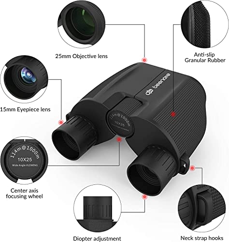 Binoculars for Kids and Adults, 10x25 Compact Binoculars Lightweight with Low Light Night Vision, Small High Powered for Bird Watching Hunting Travel Sightseeing Outdoor Sports and Concert…