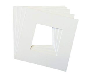 pack of 5 12×12 square white picture mats with white core bevel cut for 8×8 pictures