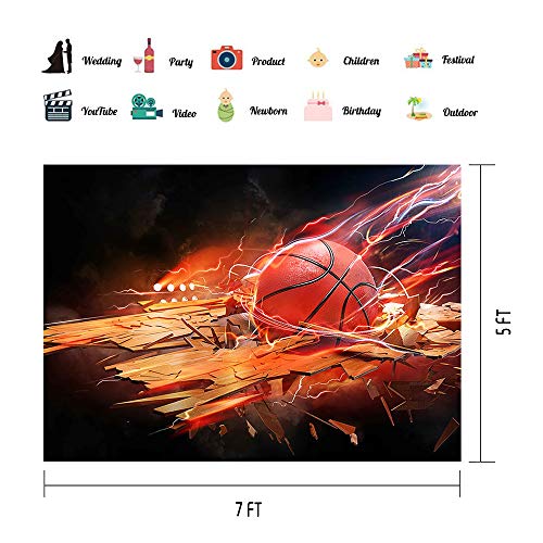 Basketball Flame Backdrop for Party Photography MEETSIOY Intense Basketball Breaks Through The Violent Basketball Aesthetics Background Basketball Fans Party Decorations Banner 7x5ft LSMT1243