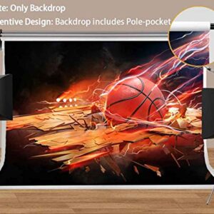 Basketball Flame Backdrop for Party Photography MEETSIOY Intense Basketball Breaks Through The Violent Basketball Aesthetics Background Basketball Fans Party Decorations Banner 7x5ft LSMT1243