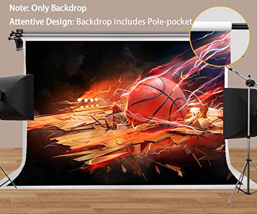 Basketball Flame Backdrop for Party Photography MEETSIOY Intense Basketball Breaks Through The Violent Basketball Aesthetics Background Basketball Fans Party Decorations Banner 7x5ft LSMT1243