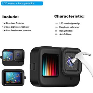 Waterproof Case Housing for GoPro Hero 11/10 and 9 Black Tempered Glass Screen Protector Silicone Sleeve Protective Case Accessories Kit Bundle for Gopro 11 Gopro10 Gopro9 Go Pro -04E