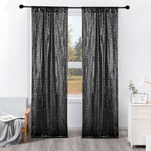 BEDDEB Black Sequin Backdrop Curtain, 2PCS 2FTx8FT Glitter Backdrop Curtain for Christmas, Birthday, Wedding, Party Decoration