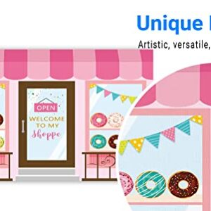 Funnytree Donut Shoppe Backdrop Girls Pink Sweet Dessert Shop Themed Party Photography Background Baby Shower Birthday Cake Table Decorations Banner Photo Studio Booth Props