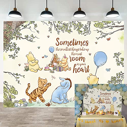 Classic Bear and Friends Photography Backdrop Newborn Baby Shower Decoration Background Boys Girls Birthday Party Backdrop Studio Props 5x3ft