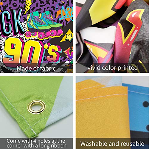 90s Theme Backdrop Hip Hop Graffiti Back to 90's Party Banner Background 71x43.3 Inch Fabric Wall Table Decorations Photo Booth Props