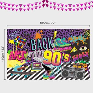 90s Theme Backdrop Hip Hop Graffiti Back to 90's Party Banner Background 71x43.3 Inch Fabric Wall Table Decorations Photo Booth Props