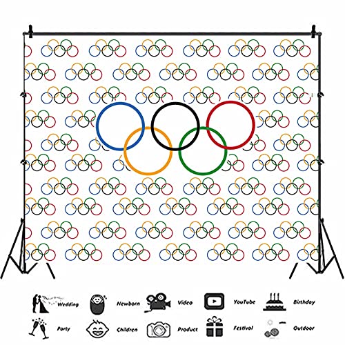 XLL Olympic Sport Theme Photography Background Vinyl Olympic Rings International Banner for Sports Party Photo Backdrops 5x3ft Countries for Classroom Garden Grand Opening Sports Clubs Party Supplies