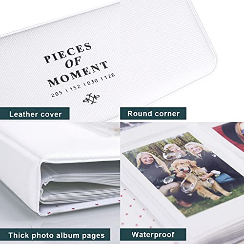 128 Pockets Mini Photo Album for Fujifilm Instax Mini 70 7s 8 8+ 9 11 25 50s 90, Polaroid Z2300, Polaroid PIC-300P Film Instant Camera & Name Card (Smokey White)