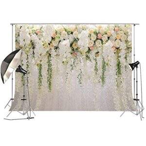 8x6ft bridal shower large wedding floral wall backdrop pc print white and green wisteria rose flowers dessert table photo booth for photography xt-6749