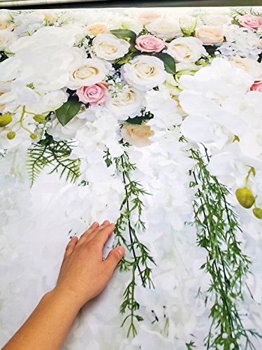 8x6ft Bridal Shower Large Wedding Floral Wall Backdrop PC Print White and Green Wisteria Rose Flowers Dessert Table Photo Booth for Photography XT-6749