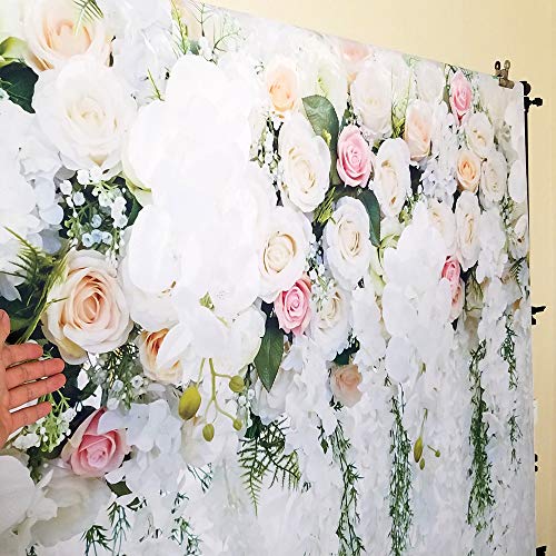 8x6ft Bridal Shower Large Wedding Floral Wall Backdrop PC Print White and Green Wisteria Rose Flowers Dessert Table Photo Booth for Photography XT-6749