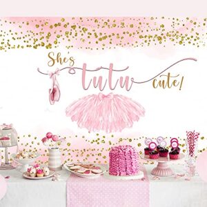 Lofaris 7x5ft Tutu Cute Backdrop for Girls Baby Shower Photography Background Golden Dots Girls Birthday Party Decorations Banner Blush Pink Glitter Ballet Shoes Tutu Photo Booth Props