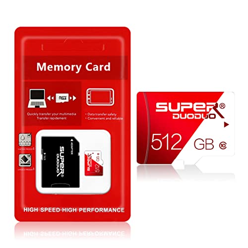 512GB Micro SD Card with SD Card Adapter High Speed TF Card/Micro SD Memory Cards 512GB for Smartphone,Computer,Tachograph,Tablet,Camera