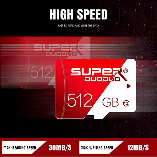 512GB Micro SD Card with SD Card Adapter High Speed TF Card/Micro SD Memory Cards 512GB for Smartphone,Computer,Tachograph,Tablet,Camera