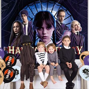 Wednesday Addams Party Banner,Wednesday Addams Backdrop 7x5 Wednesday Addams Background Addams Themed Backdrops for Party Supplies Addams Background Birthday