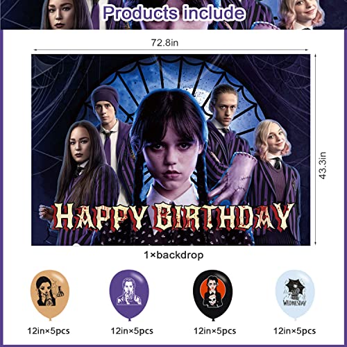 Wednesday Addams Party Banner,Wednesday Addams Backdrop 7x5 Wednesday Addams Background Addams Themed Backdrops for Party Supplies Addams Background Birthday