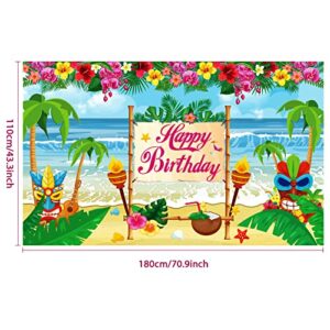 Summer Hawaiian Birthday Backdrop for Hawaiian Luau Party Decorations Hawaiian Aloha Beach Banner for Aloha Luau Birthday Party Supplies Photo Booth Props Banner