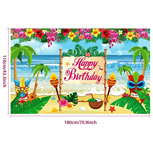 Summer Hawaiian Birthday Backdrop for Hawaiian Luau Party Decorations Hawaiian Aloha Beach Banner for Aloha Luau Birthday Party Supplies Photo Booth Props Banner