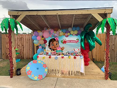 Moana Happy Birthday Backdrop Summer Beach Birthday Party Photography Background for Girl Baby Shower Kids Children Cake Table Decoration Supplies Banner 7x5FT