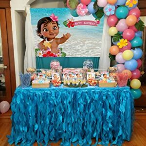 Moana Happy Birthday Backdrop Summer Beach Birthday Party Photography Background for Girl Baby Shower Kids Children Cake Table Decoration Supplies Banner 7x5FT