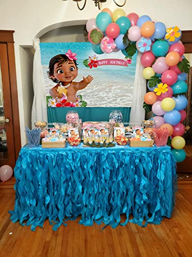 Moana Happy Birthday Backdrop Summer Beach Birthday Party Photography Background for Girl Baby Shower Kids Children Cake Table Decoration Supplies Banner 7x5FT