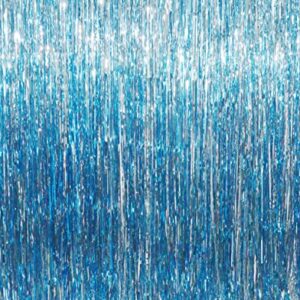 GOER 3.2 ft x 9.8 ft Metallic Tinsel Foil Fringe Curtains Party Photo Backdrop Party Streamers for Birthday,Graduation,New Year Eve Decorations Wedding Decor (Light Blue,5 pcs)