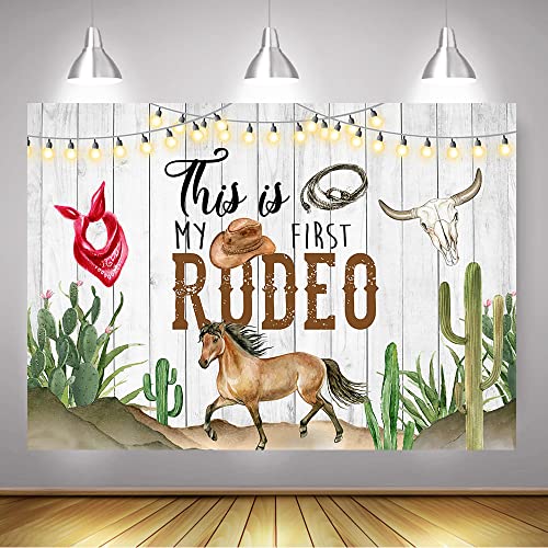 Mocsicka Cowboy 1st Birthday Backdrop Saddle Up Western Birthday Party Decoration This is My First Rodeo Backdround Party Banner Supplies Photo Props (7x5ft (82x60 inch))