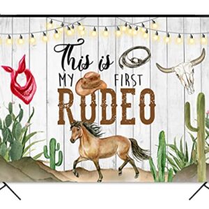 Mocsicka Cowboy 1st Birthday Backdrop Saddle Up Western Birthday Party Decoration This is My First Rodeo Backdround Party Banner Supplies Photo Props (7x5ft (82x60 inch))