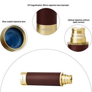 NewDoar 25x30 Zoomable Monocular Vintage Pirate Telescope - Waterproof Aluminum Alloy Brass Adjustable Optics Telescope for Travel Navigation Sailing Voyage View Watching Games(Gold)