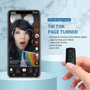 TIKTOK Bluetooth Remote Control, Kindle App Page Turner, Camera Selfie Remote, Tiktok Scrolling Ring for iPhone iPad iOS, Android (Black)