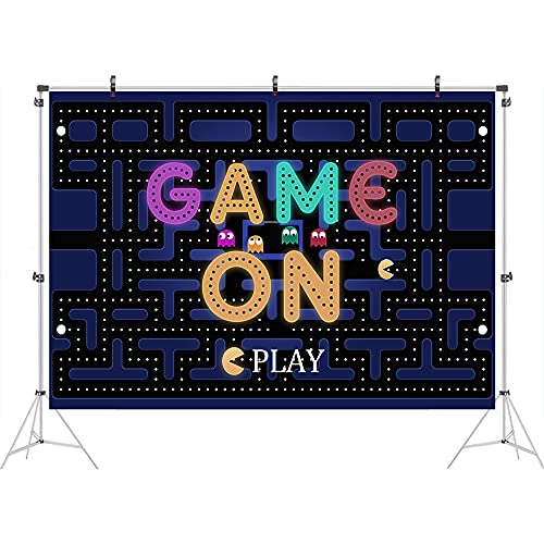 Ticuenicoa 9x6ft Video Game On Backdrop Girls Boys Maze Photography Background Colorful Lights Game On Birthday Party Supplies Kids Adults Gaming Party Decors Baby Shower Cake Table Photo Booth Props