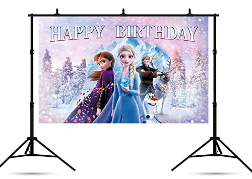 ASCLO Frozen 2 Backdrop for Birthday Party Supplies 5x3ft Frozen Photo Backgrounds Elsa Theme Baby Shower Banner for Birthday Cake Table Decoration, white, One Size