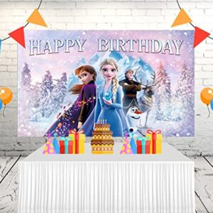 ASCLO Frozen 2 Backdrop for Birthday Party Supplies 5x3ft Frozen Photo Backgrounds Elsa Theme Baby Shower Banner for Birthday Cake Table Decoration, white, One Size