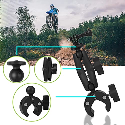 Handlebar Clamp Motorbike Mount for Insta360 One X3, X2, X, One R, RS, GO 2, GoPro Hero, with Double Ball Head Super Clamp Mount Adapter Accessories