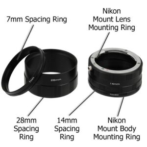 Fotodiox Macro Extension Tube Set Compatible with Nikon F Mount Cameras for Extreme Close-up Photography