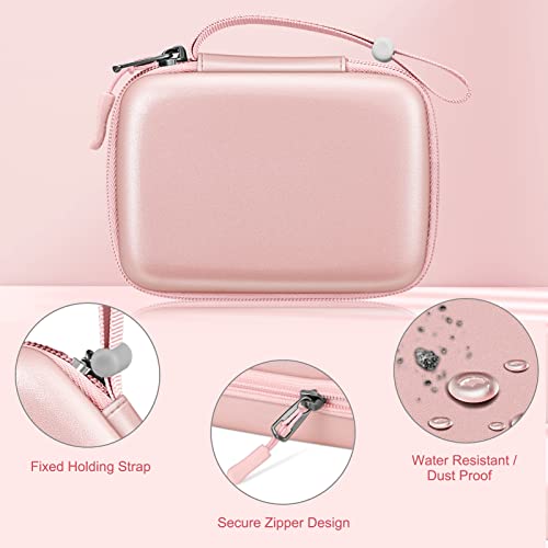 Fintie Kids Camera Case Compatible with Seckton/GKTZ/WOWGO/OMZER/Suncity/Agoigo/Ourlife/Rindol/Unicorn Toys Digital Camera & Video Camera, Hard Carrying Bag with Inner Pocket, Rose Gold