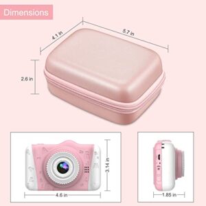 Fintie Kids Camera Case Compatible with Seckton/GKTZ/WOWGO/OMZER/Suncity/Agoigo/Ourlife/Rindol/Unicorn Toys Digital Camera & Video Camera, Hard Carrying Bag with Inner Pocket, Rose Gold