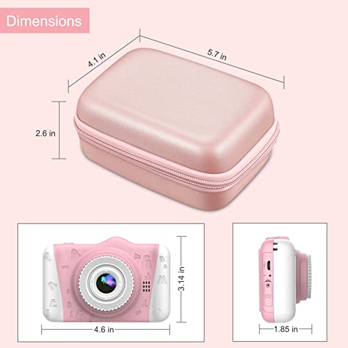 Fintie Kids Camera Case Compatible with Seckton/GKTZ/WOWGO/OMZER/Suncity/Agoigo/Ourlife/Rindol/Unicorn Toys Digital Camera & Video Camera, Hard Carrying Bag with Inner Pocket, Rose Gold