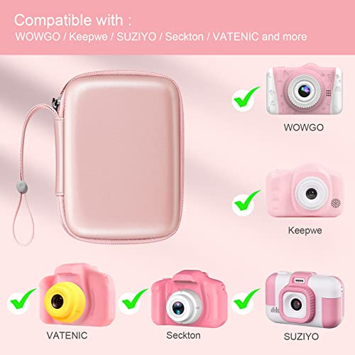 Fintie Kids Camera Case Compatible with Seckton/GKTZ/WOWGO/OMZER/Suncity/Agoigo/Ourlife/Rindol/Unicorn Toys Digital Camera & Video Camera, Hard Carrying Bag with Inner Pocket, Rose Gold