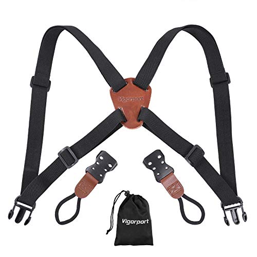 Vigorport Camera Strap,Cross Shoulder Straps for Binoculars, Rangefinders,Harness Strap Compatible with Canon, Nikon, Sony and DSLR SLR Cameras-Brown