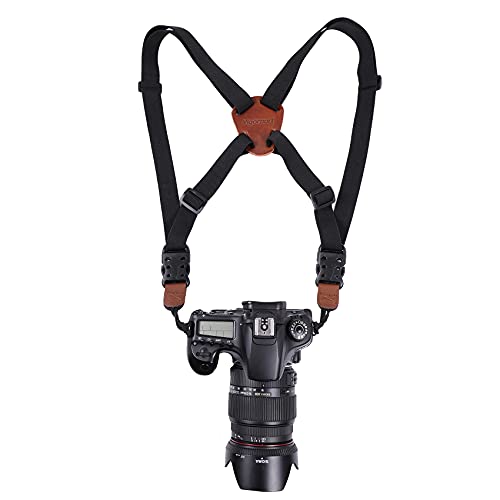 Vigorport Camera Strap,Cross Shoulder Straps for Binoculars, Rangefinders,Harness Strap Compatible with Canon, Nikon, Sony and DSLR SLR Cameras-Brown