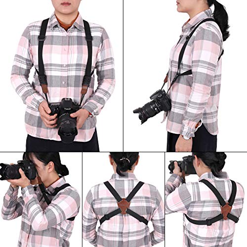 Vigorport Camera Strap,Cross Shoulder Straps for Binoculars, Rangefinders,Harness Strap Compatible with Canon, Nikon, Sony and DSLR SLR Cameras-Brown