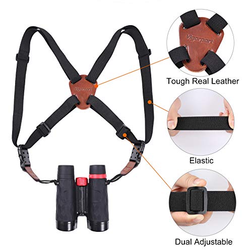 Vigorport Camera Strap,Cross Shoulder Straps for Binoculars, Rangefinders,Harness Strap Compatible with Canon, Nikon, Sony and DSLR SLR Cameras-Brown