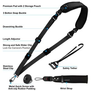 ARVOK Camera Strap with Camera Wrist Strap, Camera Straps for Photographers with Quick Release and Safety Tether, Adjustable Camera Shoulder Strap for Nikon Canon Sony Fuji DSLR Camera