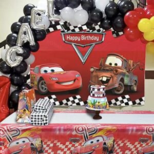 Car Racing Themed Backdrop and Tablecloth 70x42in Cartoon Cars Mobilization Birthday Party Decor Supplies Banner Background (5X3FT), Red