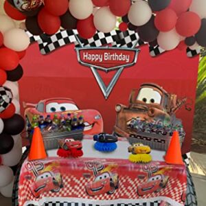 Car Racing Themed Backdrop and Tablecloth 70x42in Cartoon Cars Mobilization Birthday Party Decor Supplies Banner Background (5X3FT), Red