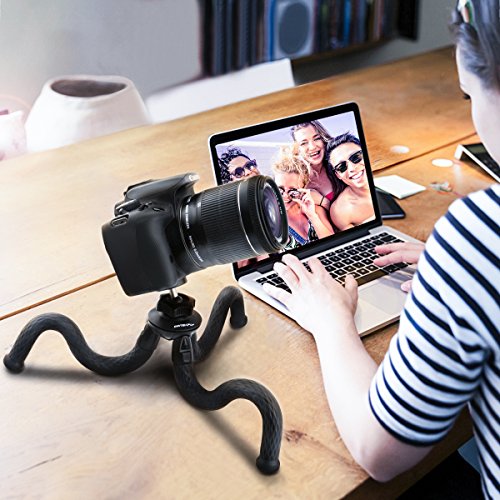 Camera/Phone Tripod,Patekfly 12 Inch Flexible Camera Tripod for Canon/Nikon/Sony DSLR Cam/Action Cam, Phone Tripod Stand with Cell Phone Holder Clip for iPhone/Android Phone(3 in 1)